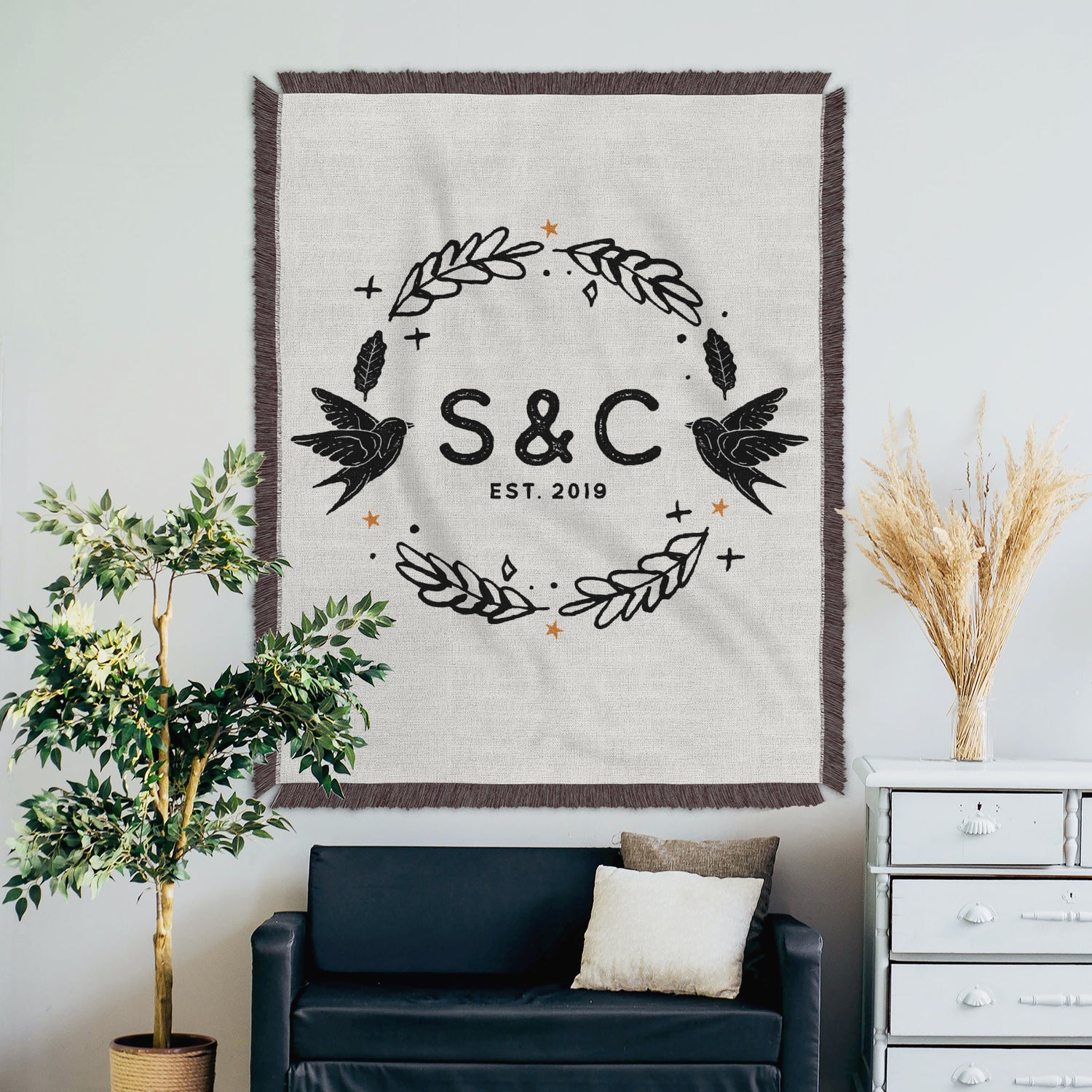 Personalized Couple Initials Wedding Woven Blanket | Relatable Basic